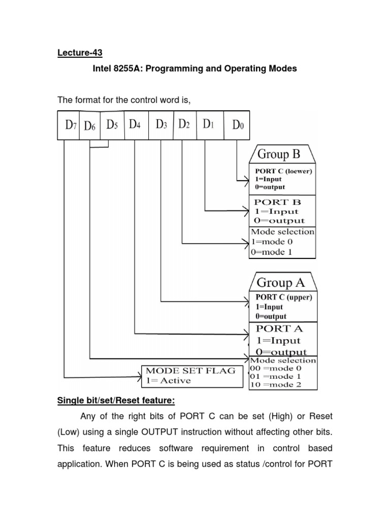 Lecture-43 Intel 8255A: Programming and Operating Modes | PDF | Input/Output | Computer Data
