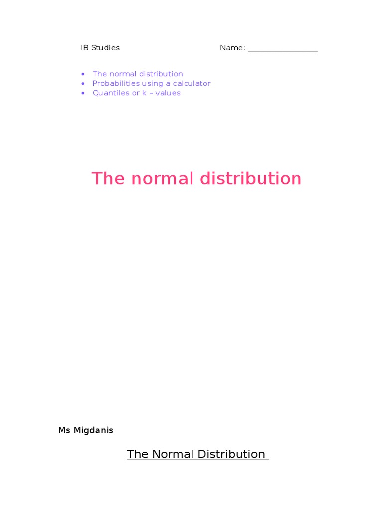 The Normal Distribution IB | PDF | Normal Distribution | Analysis