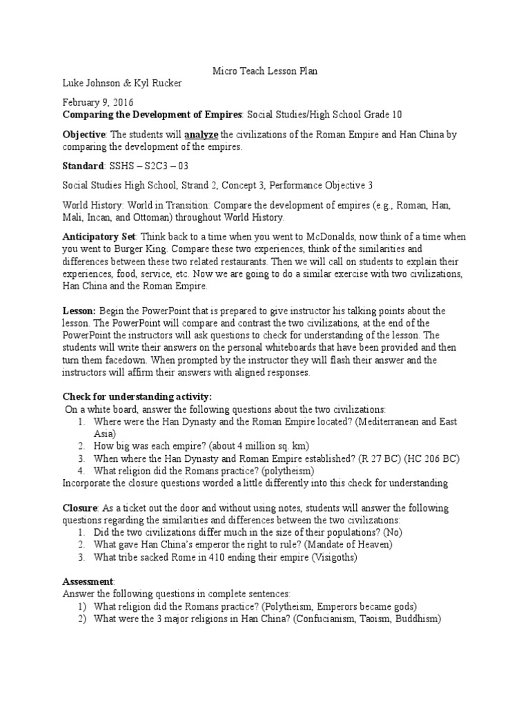 Compare Roman and Han Empires Lesson Plan | PDF | Ancient Rome ...
