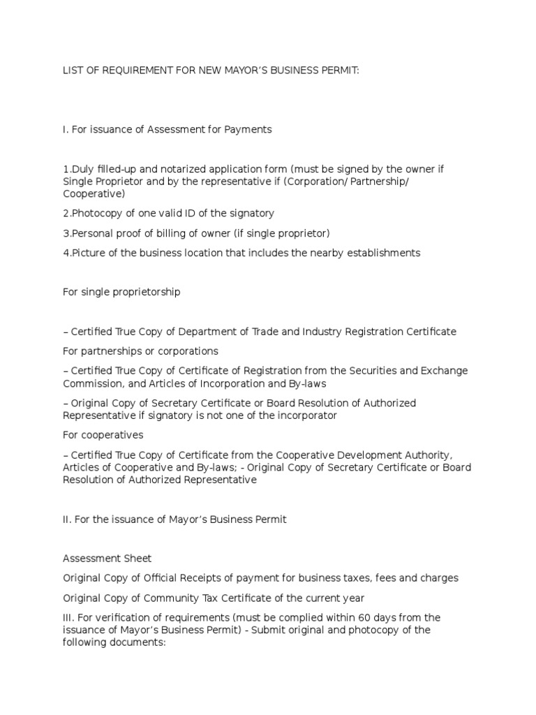 Business Permits Requirements | Identity Document | Taxes