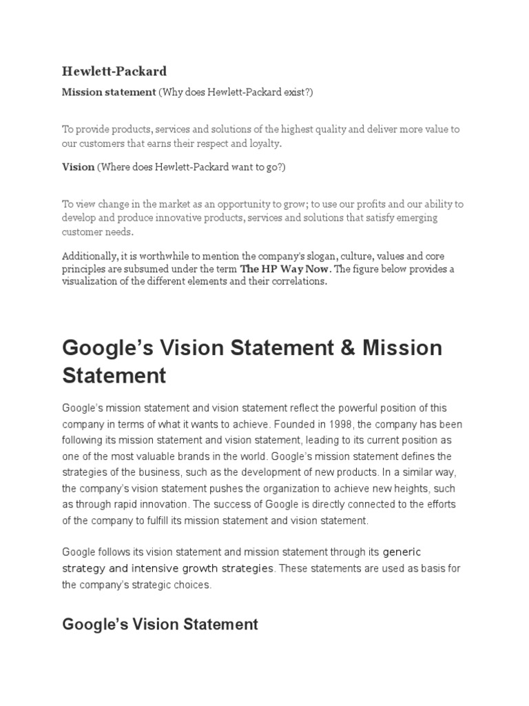 An Analysis of Vision and Mission Statements from Leading Companies ...