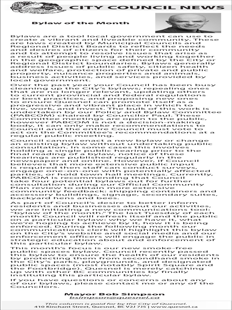 Quesnel's Updated Bylaws Overview | PDF | Local Government | By Law