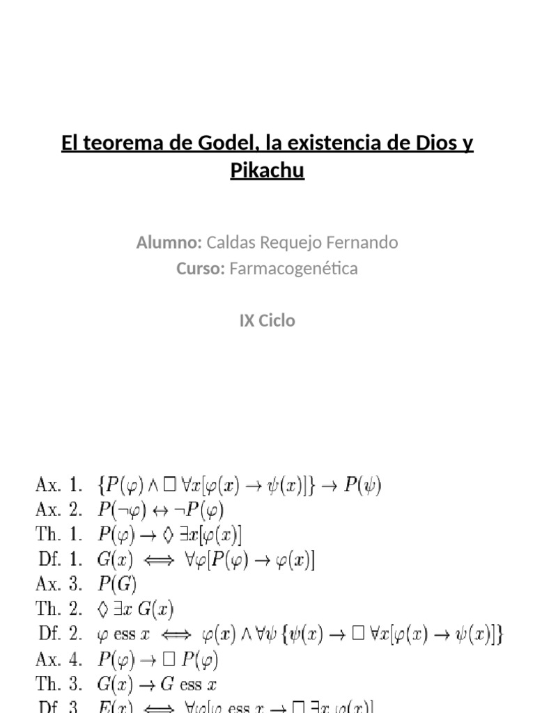 Gödel y la existencia de Dios | PDF | Prueba matemática | Axioma