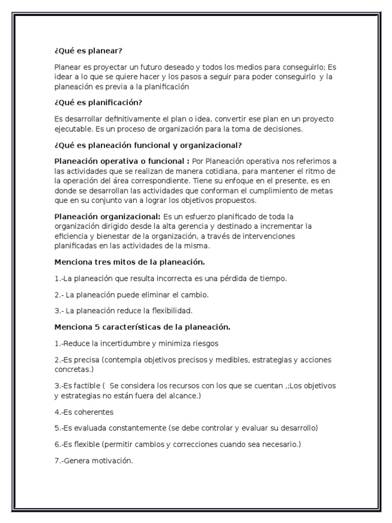 Qué Es Planear | PDF | Planificación | Cognición