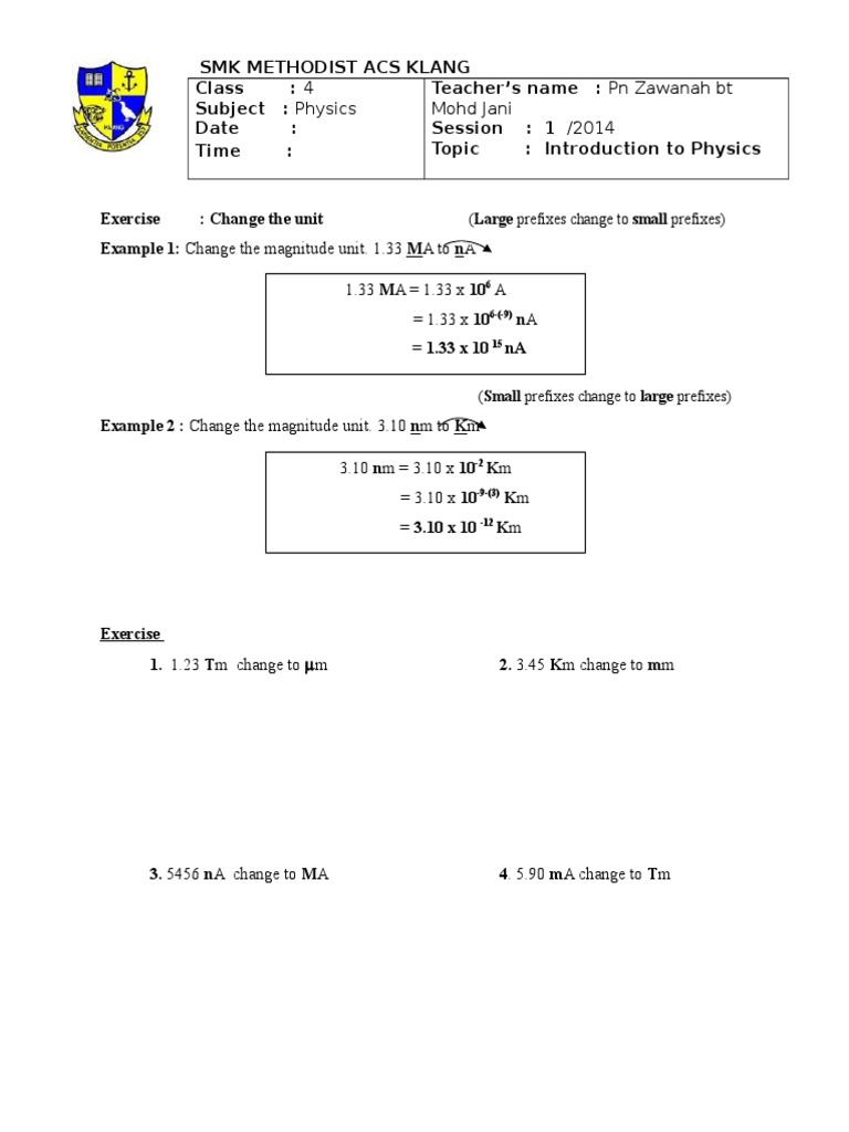 Physics Unit Conversion Exercises | PDF