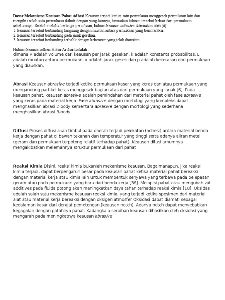 Mekanisme Keausan Pahat dalam Proses Pengolahan Logam dengan Metode ...