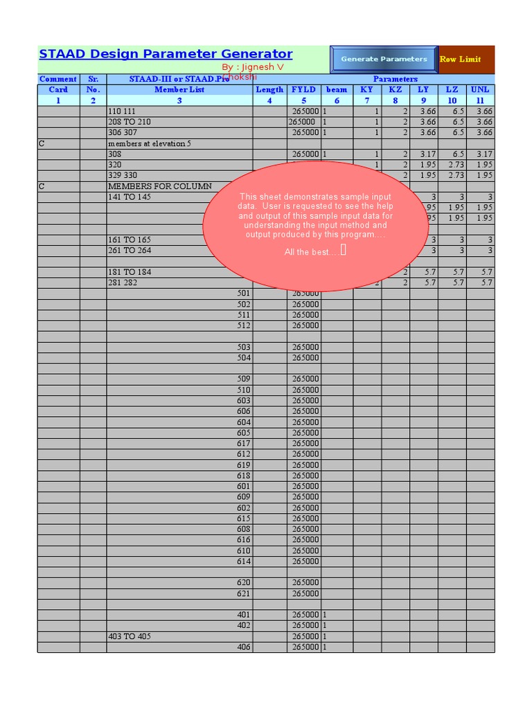 STAAD Parameters | PDF | Parameter (Computer Programming) | Spreadsheet