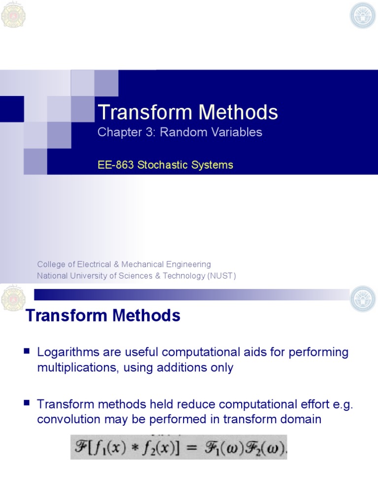 Transform Methods: Chapter 3: Random Variables | PDF | Probability Density Function | Random ...