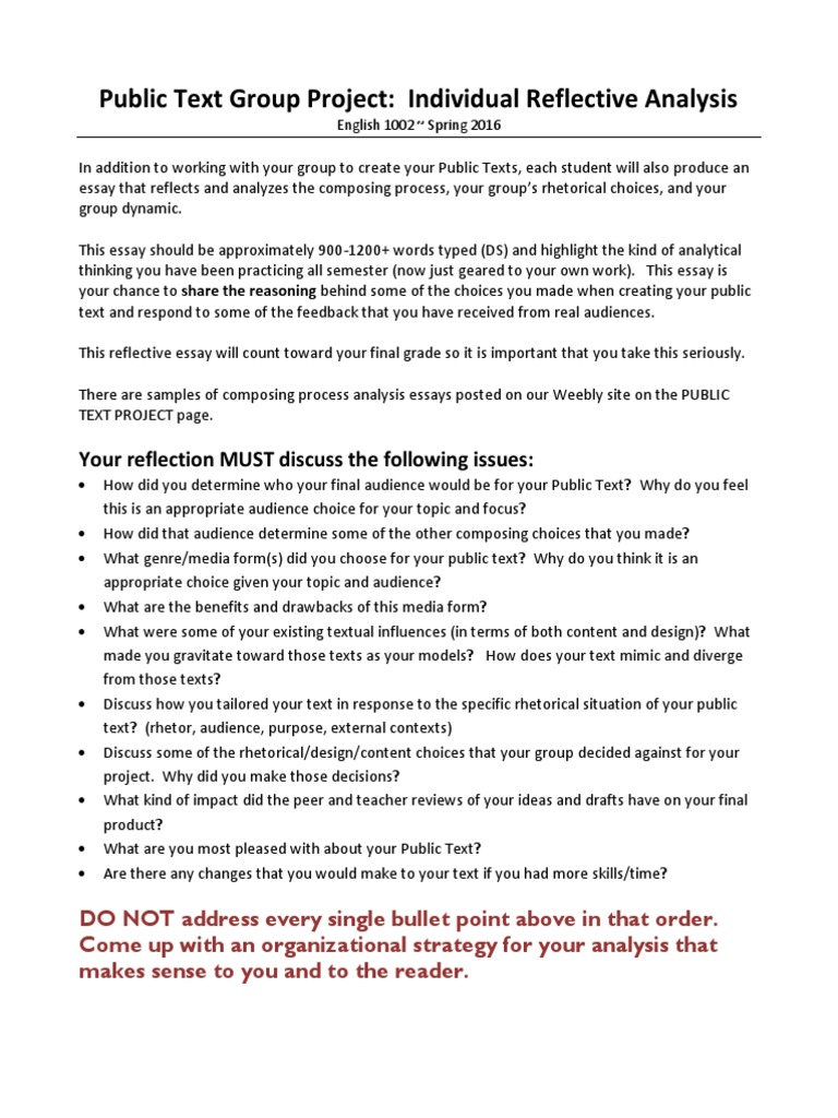 Reflective Essay Assignment Sheet | PDF | Essays | Rhetoric