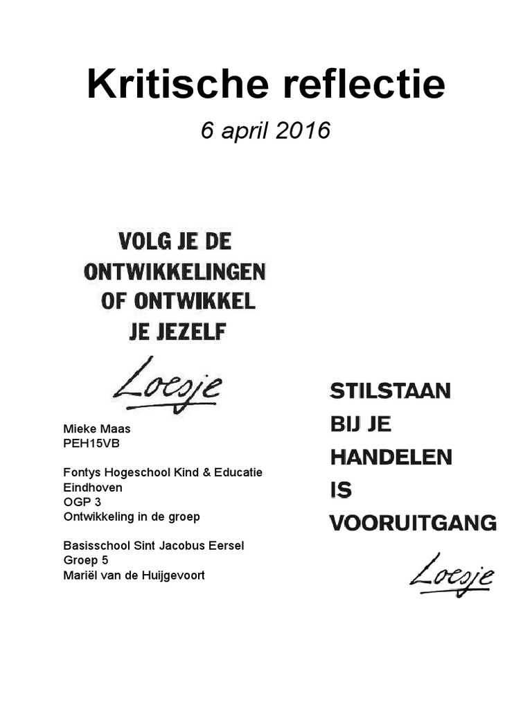 Kritische Reflectie | PDF