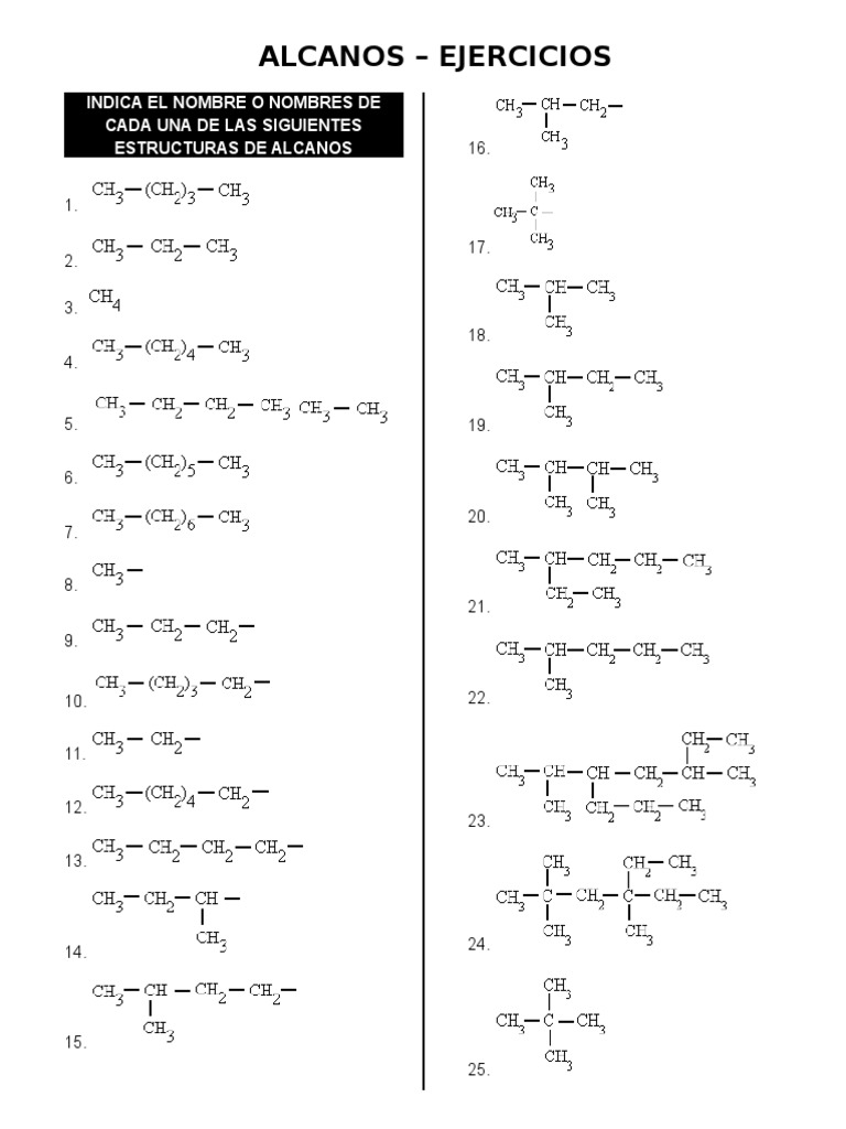 Ejercicios - Alcanos | PDF
