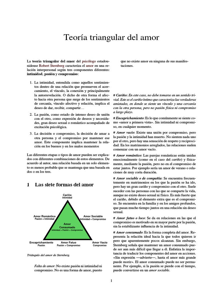 Teoría Triangular Del Amor | PDF | Amor | Las emociones