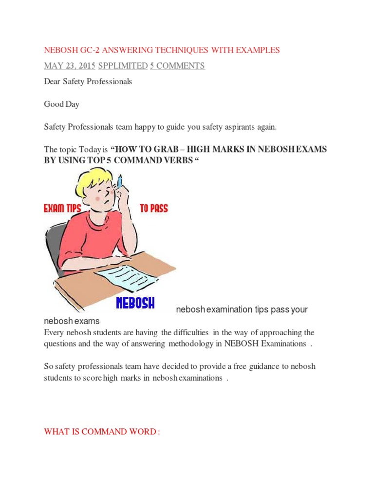 NEBOSH Exam Answering Techniques | PDF | Fires | Combustion