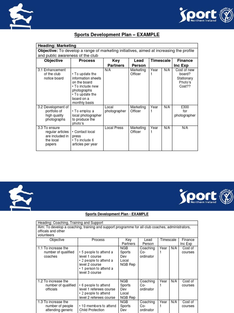 Sports Development Plan Example | PDF | Business
