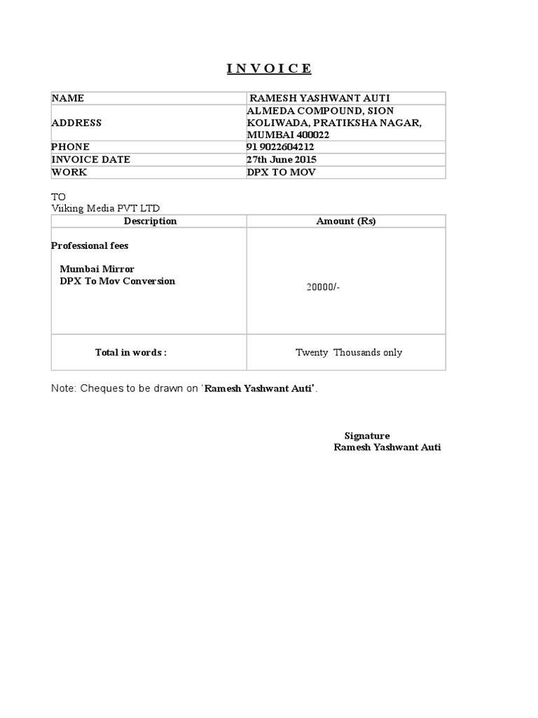 Invoice: Ramesh Yashwant Auti | PDF