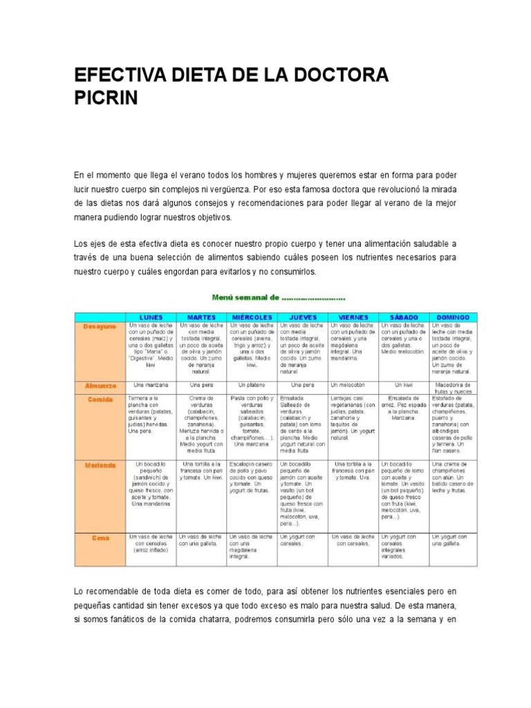 Dieta Verano: Consejos Dra. Picrin | PDF | Estilo de vida
