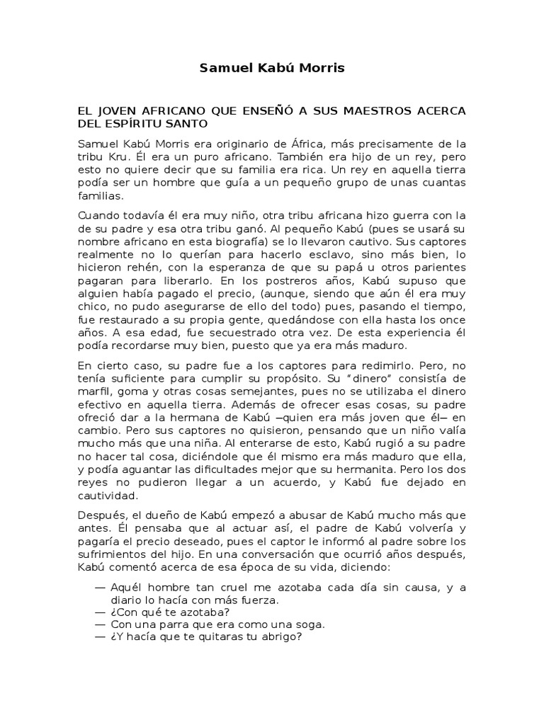 Samuel Kabú Morris | PDF | Oración | espíritu Santo