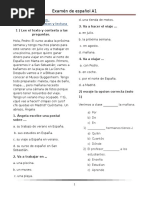 Test de nivel de español A1-A2 | PDF | Ocio