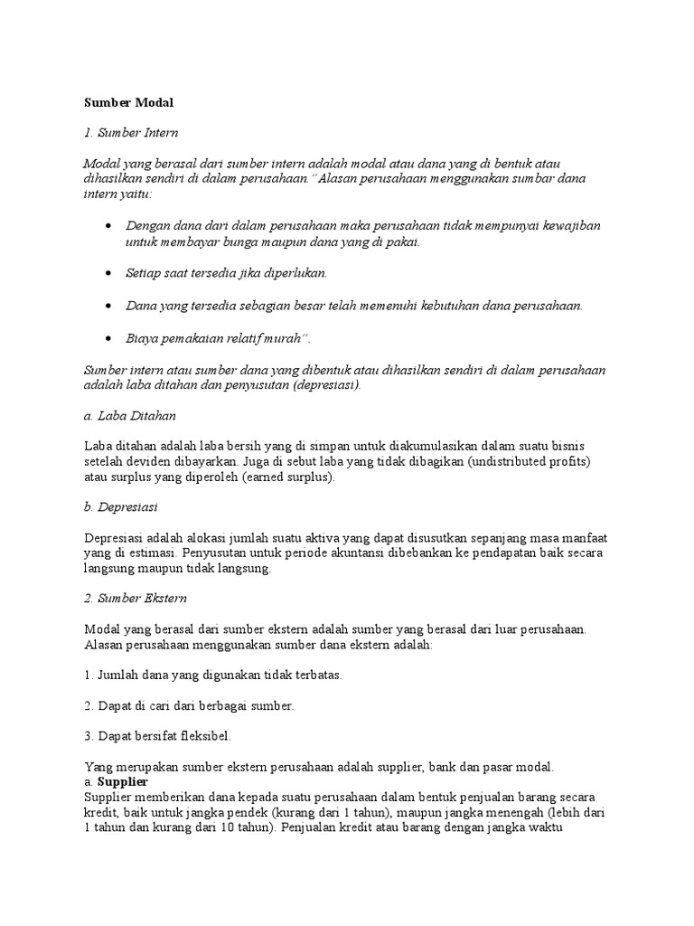 Sumber Modal | PDF