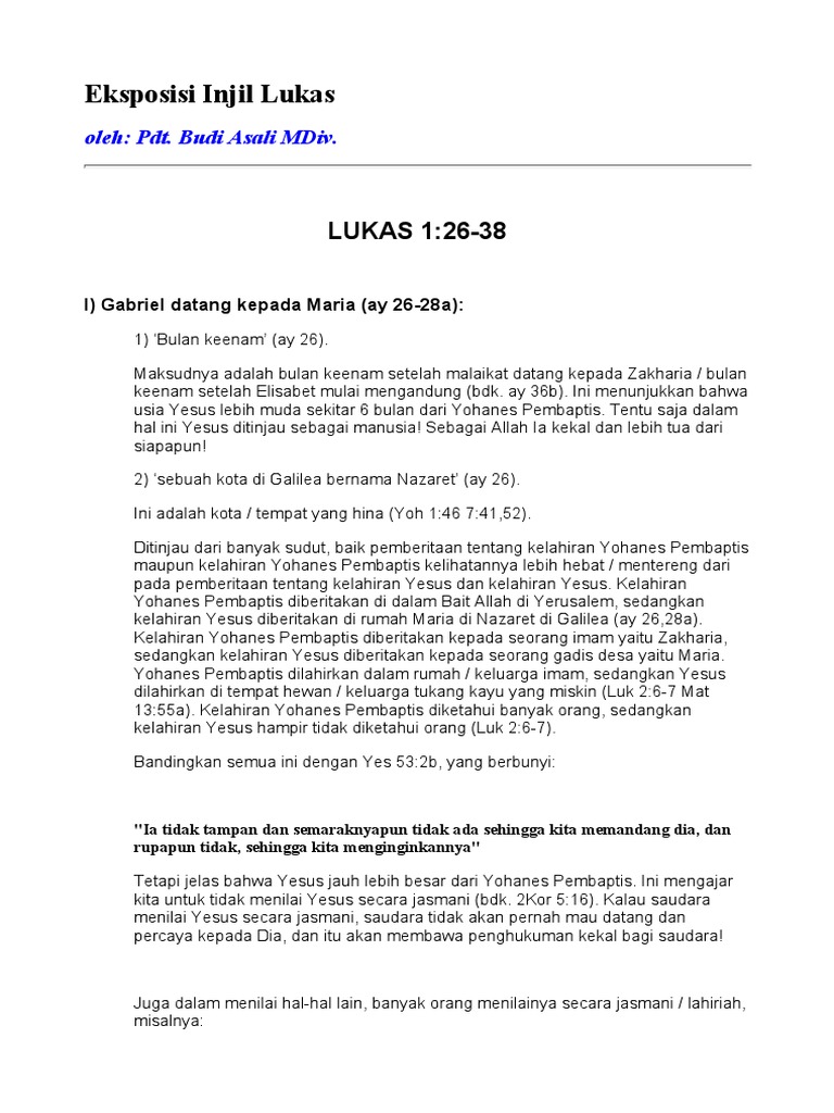 Eksposisi Injil Lukas | PDF | Agama & Spiritualitas