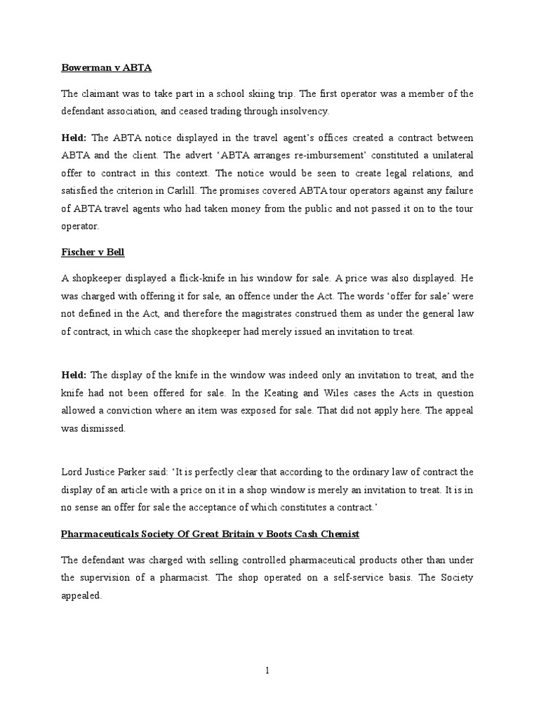 Case Law | PDF | Offer And Acceptance | Consideration