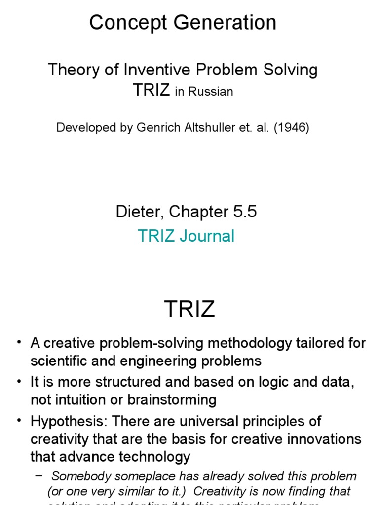 Concept Generation - TRIZ | PDF | Cognitive Science | Cognition