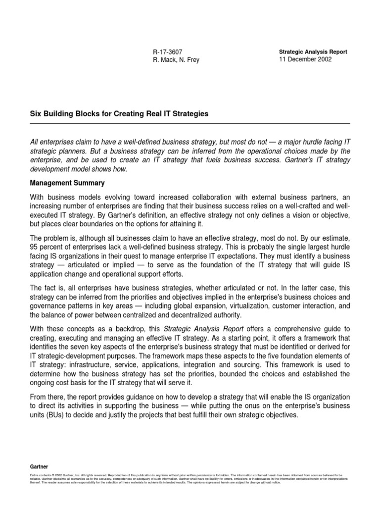 Gartner IT Strategy Bluiding Blocks | PDF | Strategic Management ...