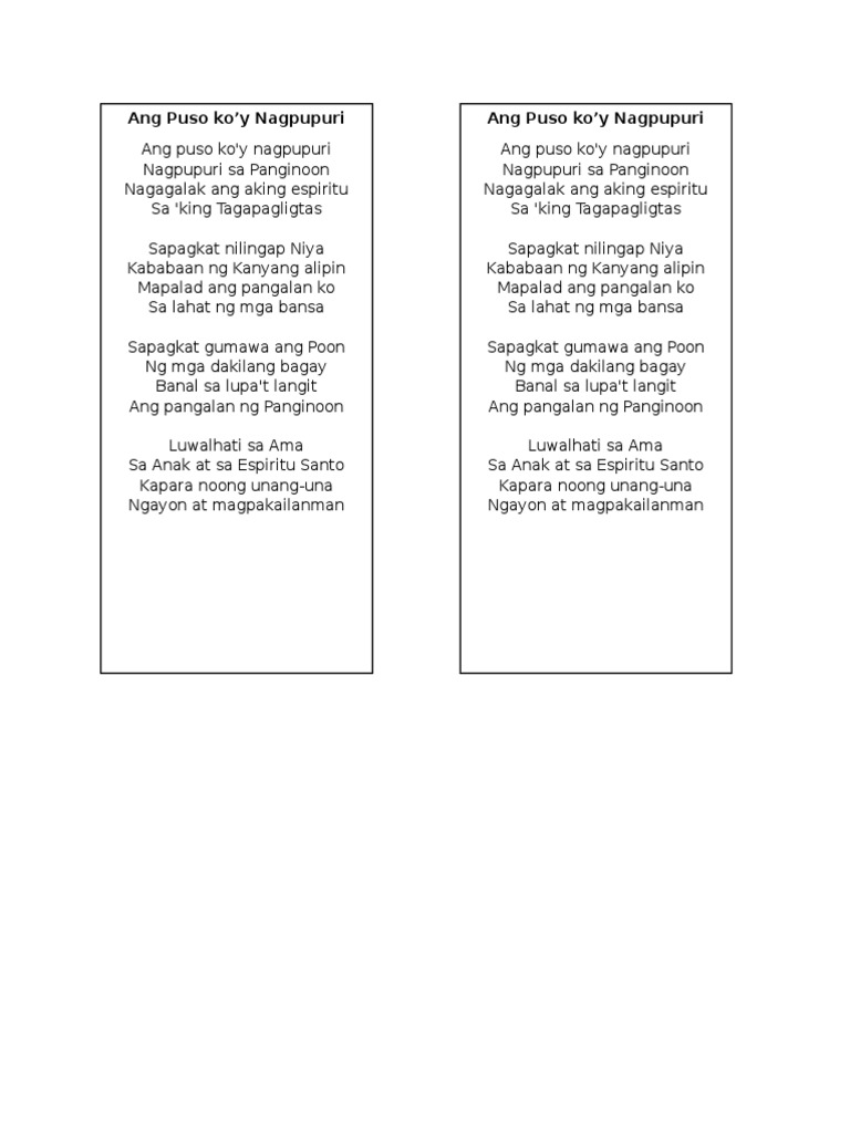 Ang Puso Ko'y Nagpupuri Lyrics | PDF