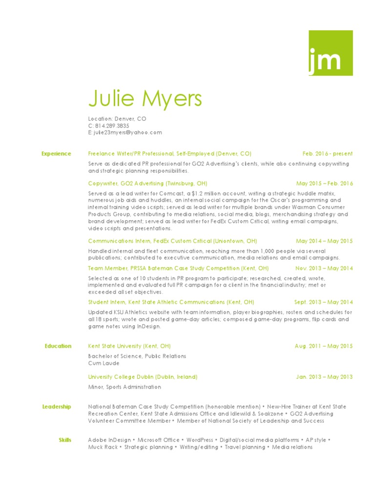 Juliemyers Resume2016 | PDF | Career & Growth