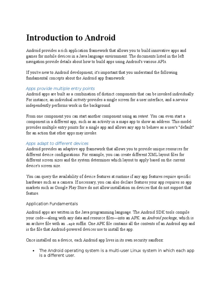 Introduction To Android: Apps Provide Multiple Entry Points | Download ...