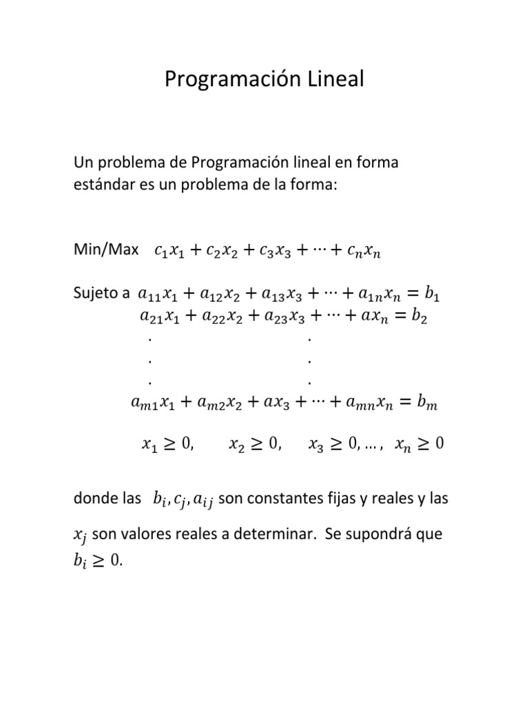 Apuntes Programación Lineal v4.4 | PDF | Matriz (Matemáticas ...