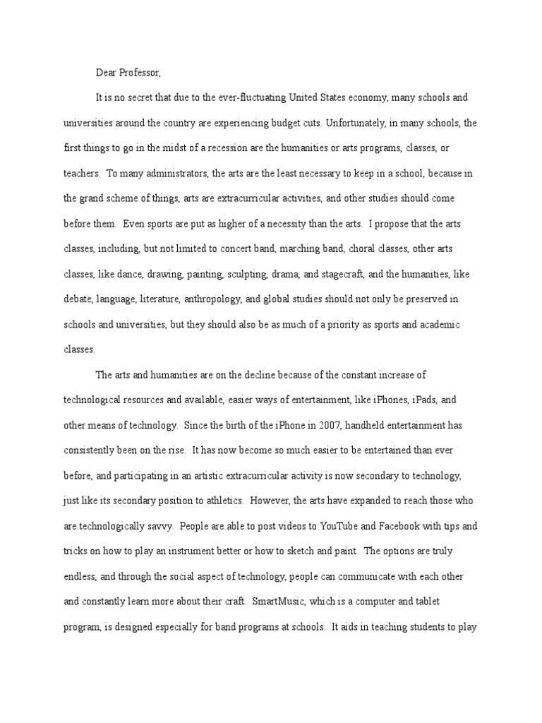 Dear Professor Letter | PDF | Humanities | Further Education