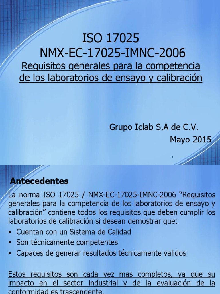 Presentación ISO 17025 | PDF | Calibración | Calidad (comercial)