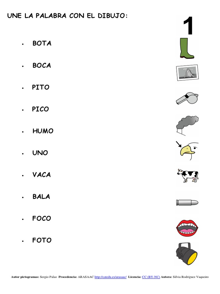 Palabras Unir Pictograma | PDF