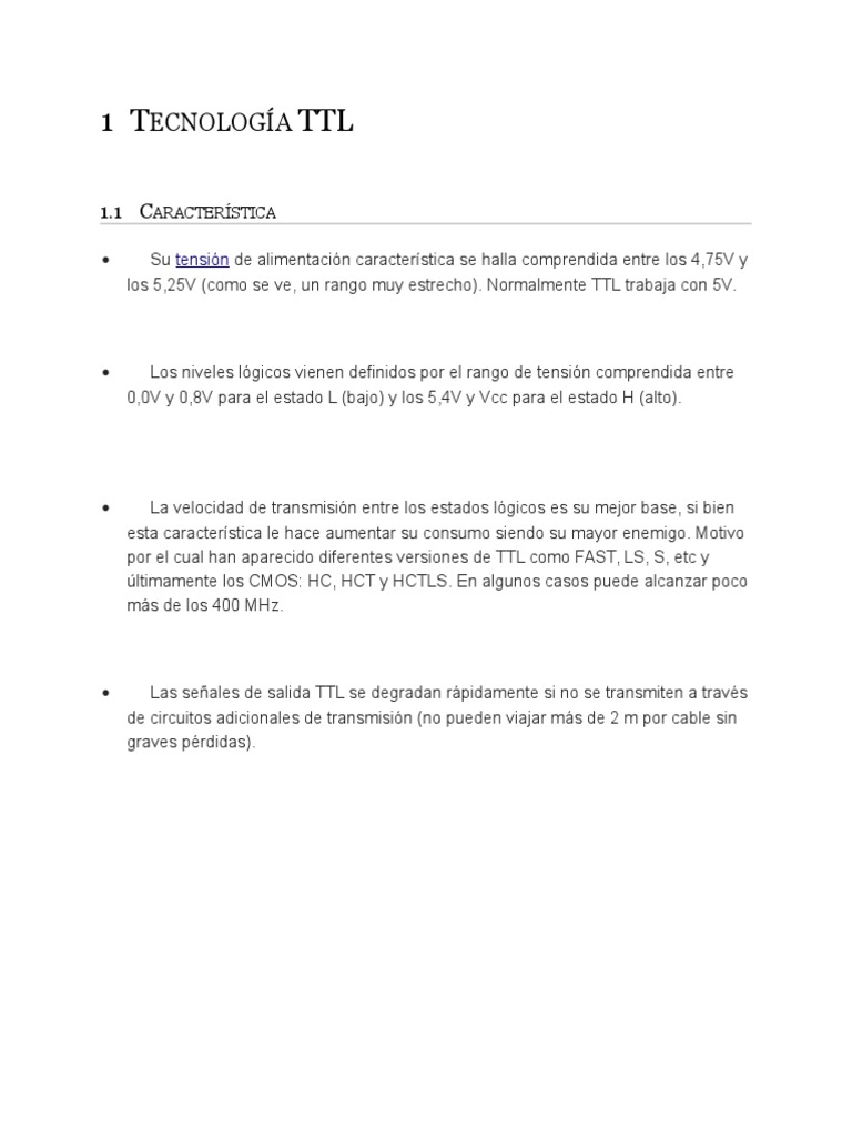 Tecnología TTL | PDF | Cmos | Circuitos electricos