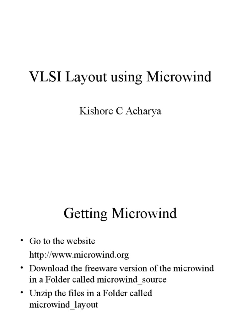 VLSI Layout Using Microwind: Kishore C Acharya | PDF | Spice | Menu (Computing)