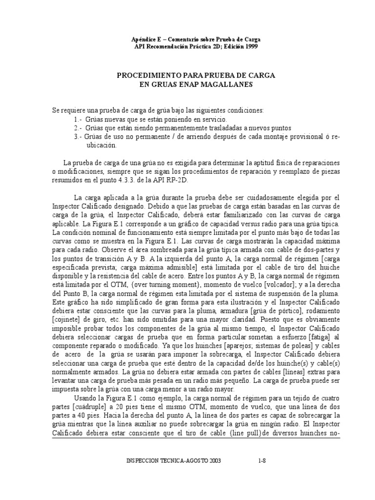 API SPEC 2C-Prueba de Carga Grúas | PDF | Grúa (máquina) | Radio