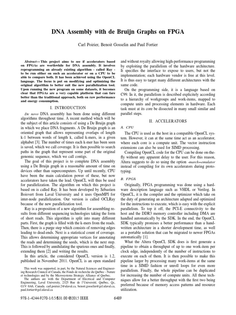 DNA Assembly With de Bruijn Graphs On FPGA PDF | PDF | Field ...
