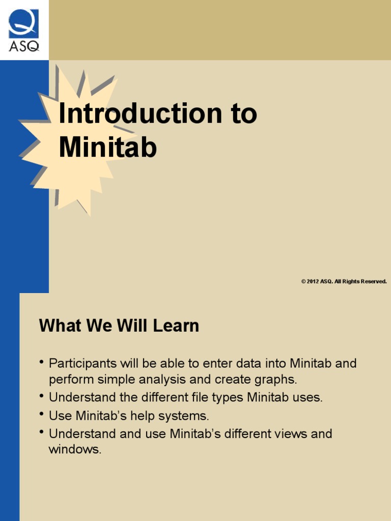 Introduction To Minitab | PDF | Microsoft Excel | Statistics