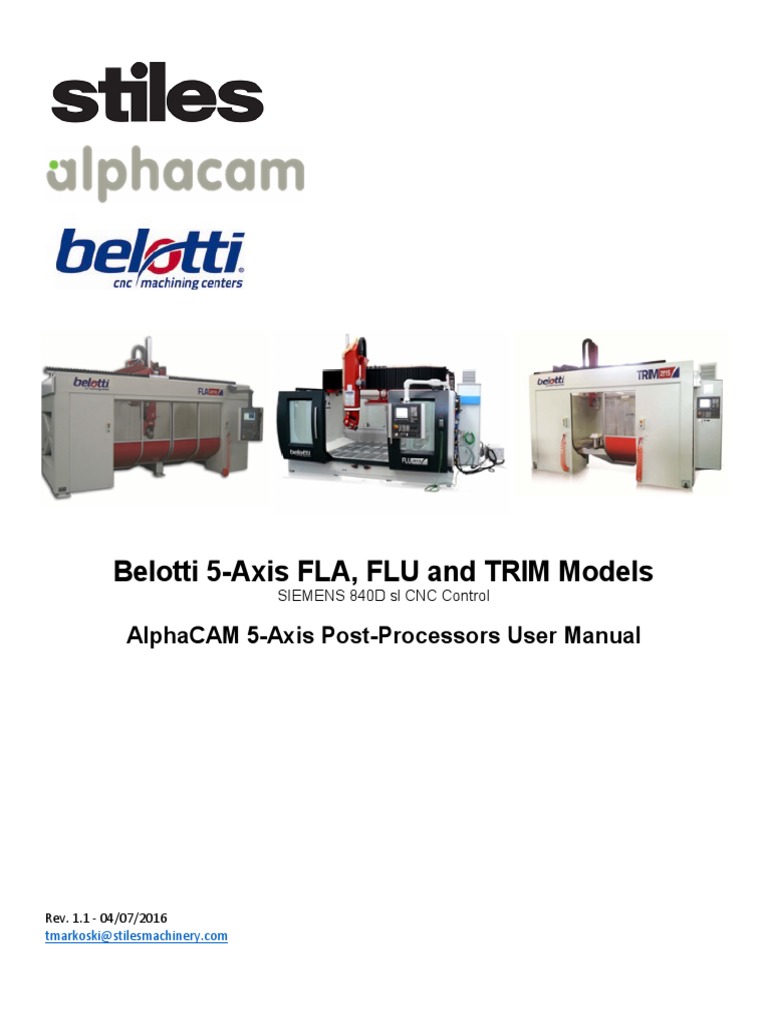 Belotti 5 Axis Post Processor For AlphaCAM | PDF | Numerical Control | Euclidean Vector
