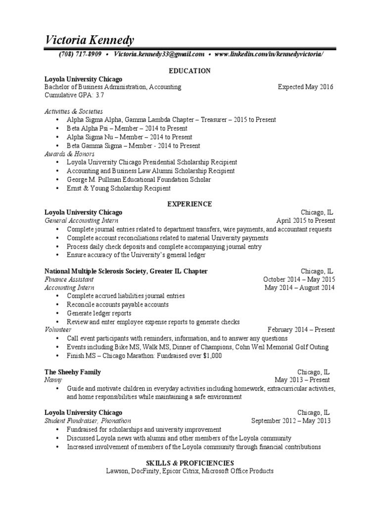 Victoria Kennedy - Accounting Resume | PDF | Career & Growth