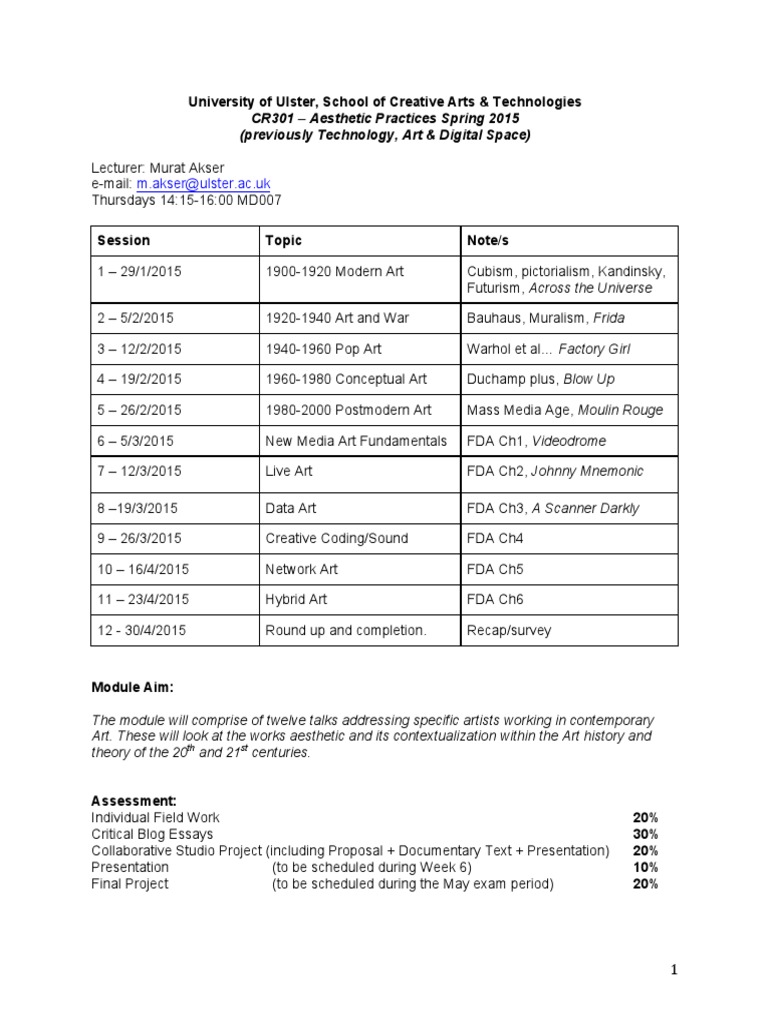 M.akser@ulster - Ac.uk: University of Ulster, School of Creative Arts ...