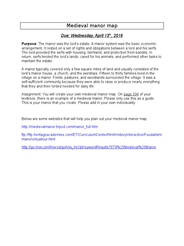 Medieval Manor Map | PDF | Serfdom | Castle