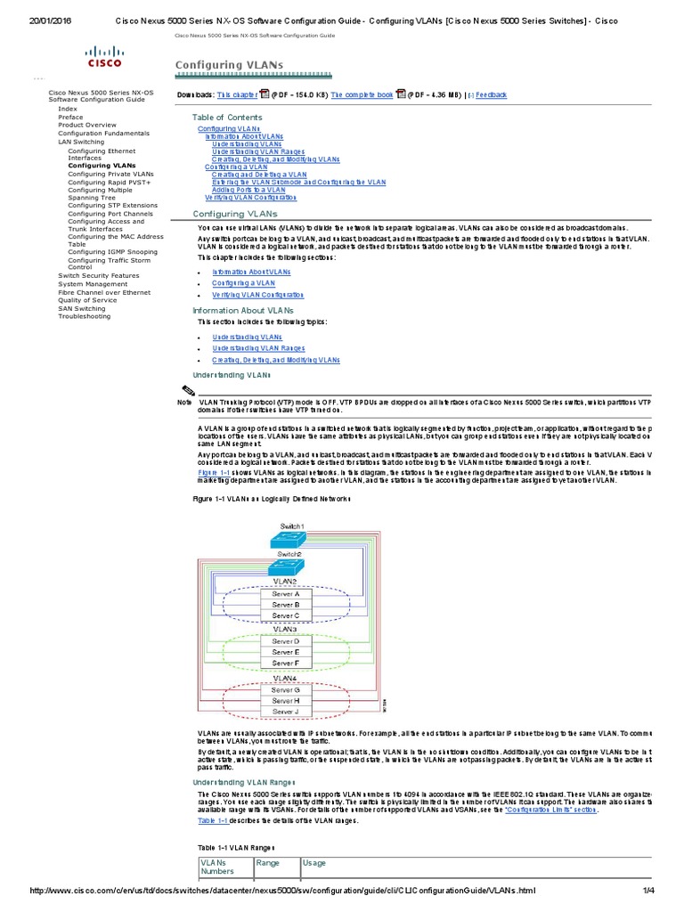Cisco Nexus 5000 VLAN Setup Guide | PDF | Network Switch | Computer Network