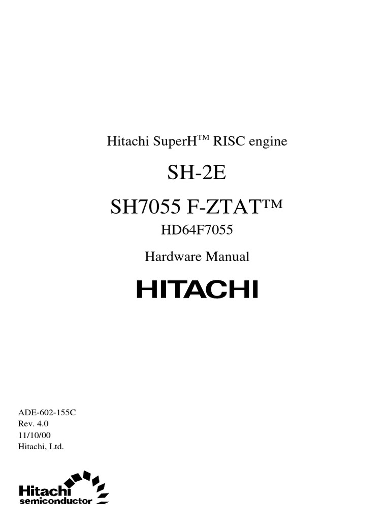 Sh-2E Sh7055 F-Ztat™: Hitachi Superh Risc Engine | PDF | Instruction ...
