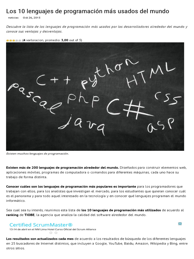 Los 10 Lenguajes de Programación Más Usados Del Mundo | Php | Lenguaje ...