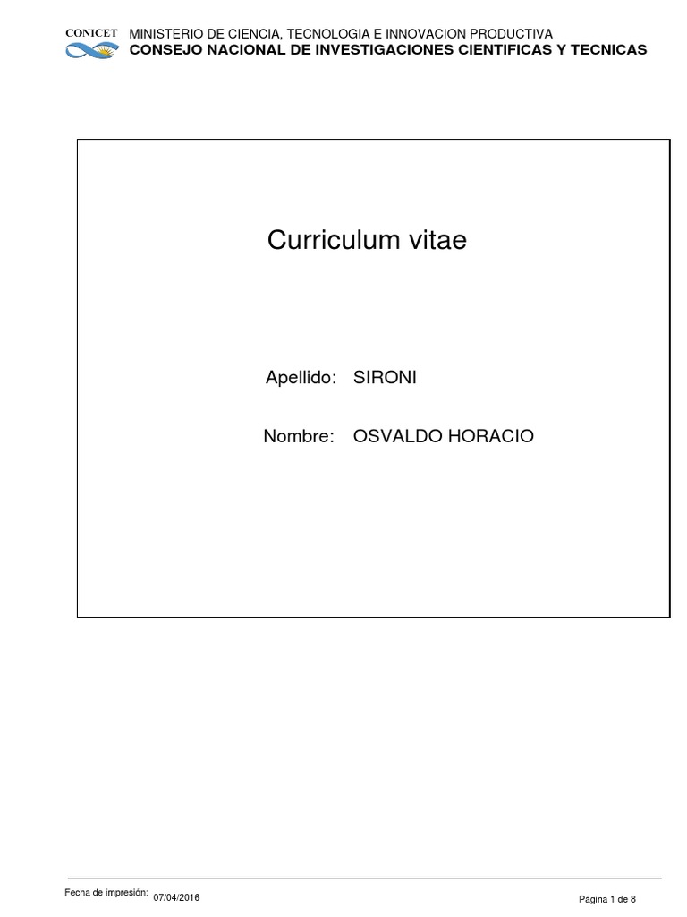 CV de Osvaldo Horacio Sironi | PDF