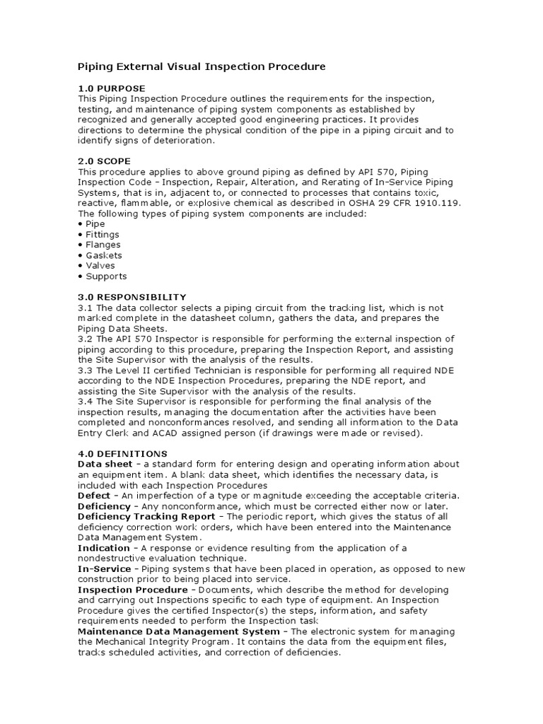 External Piping Inspection Guide | PDF | Electronic Circuits | Pipe ...