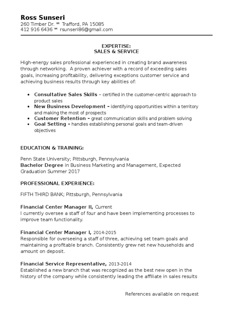 Ross Sunseri Resume | PDF