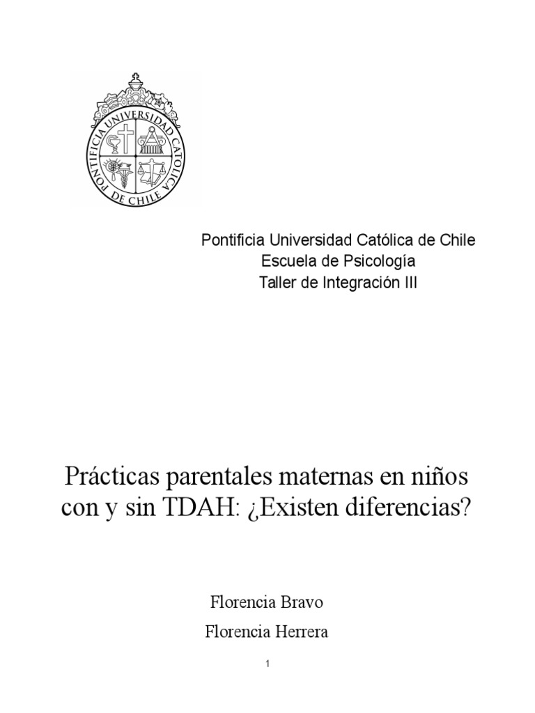 Prácticas Parentales Maternas en Niños Con y Sin TDAH | PDF | Teoría de ...